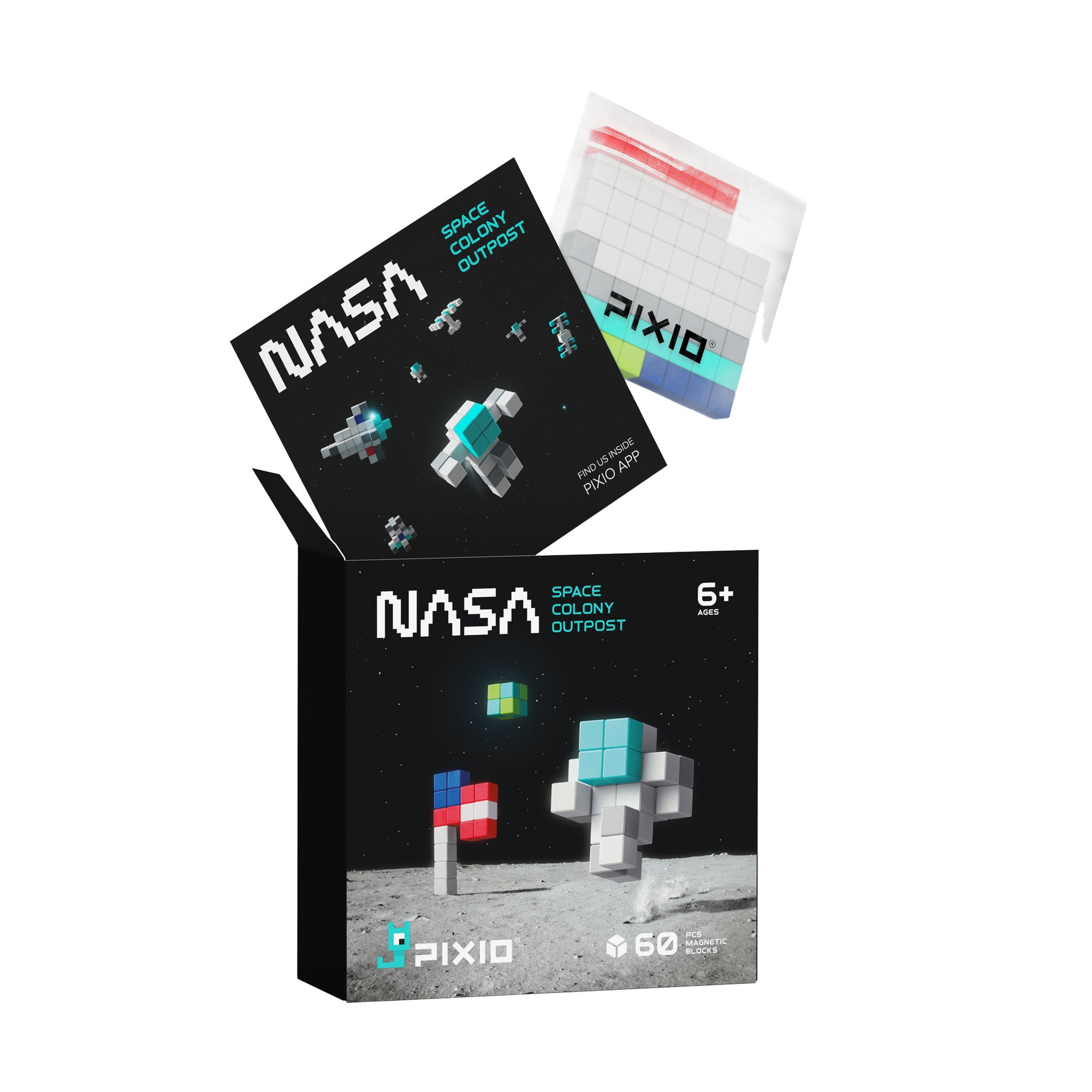 PIXIO NASA Space Colony Outpost - 60 Magnetic Blocks – Ukidz Toys