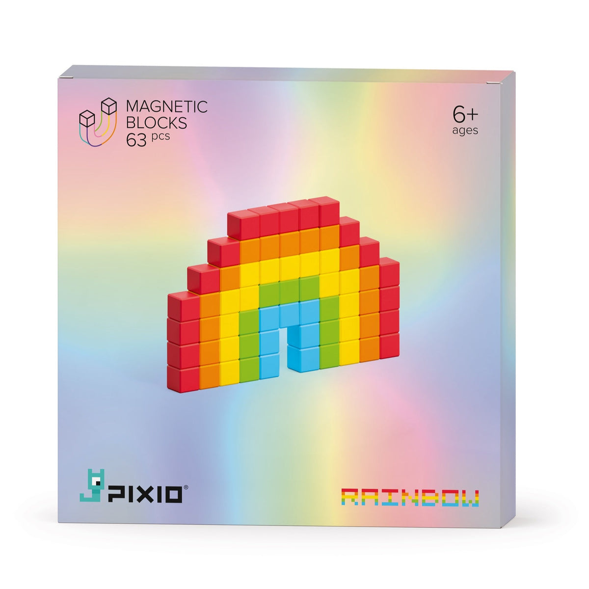 PIXIO Rainbow - 63 Magnetic Blocks in 5 Colors | Magnetic Building Toy ...