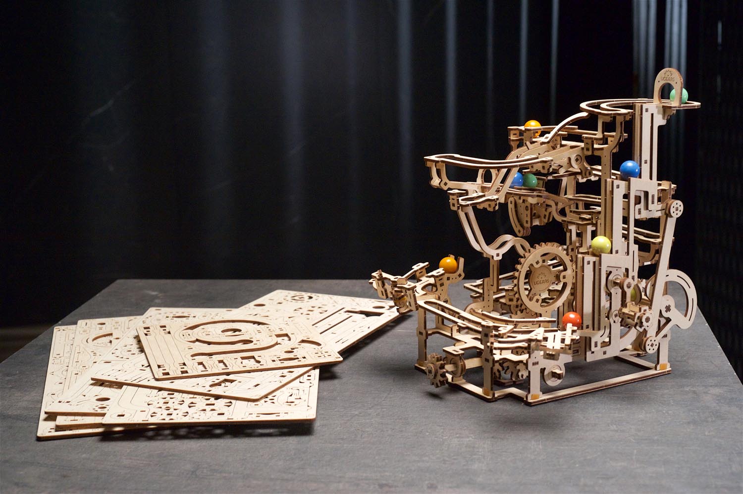 Mechanical Wood Marble Run Tiered Hoist | 3D Wooden Mechanical Puzzles ...