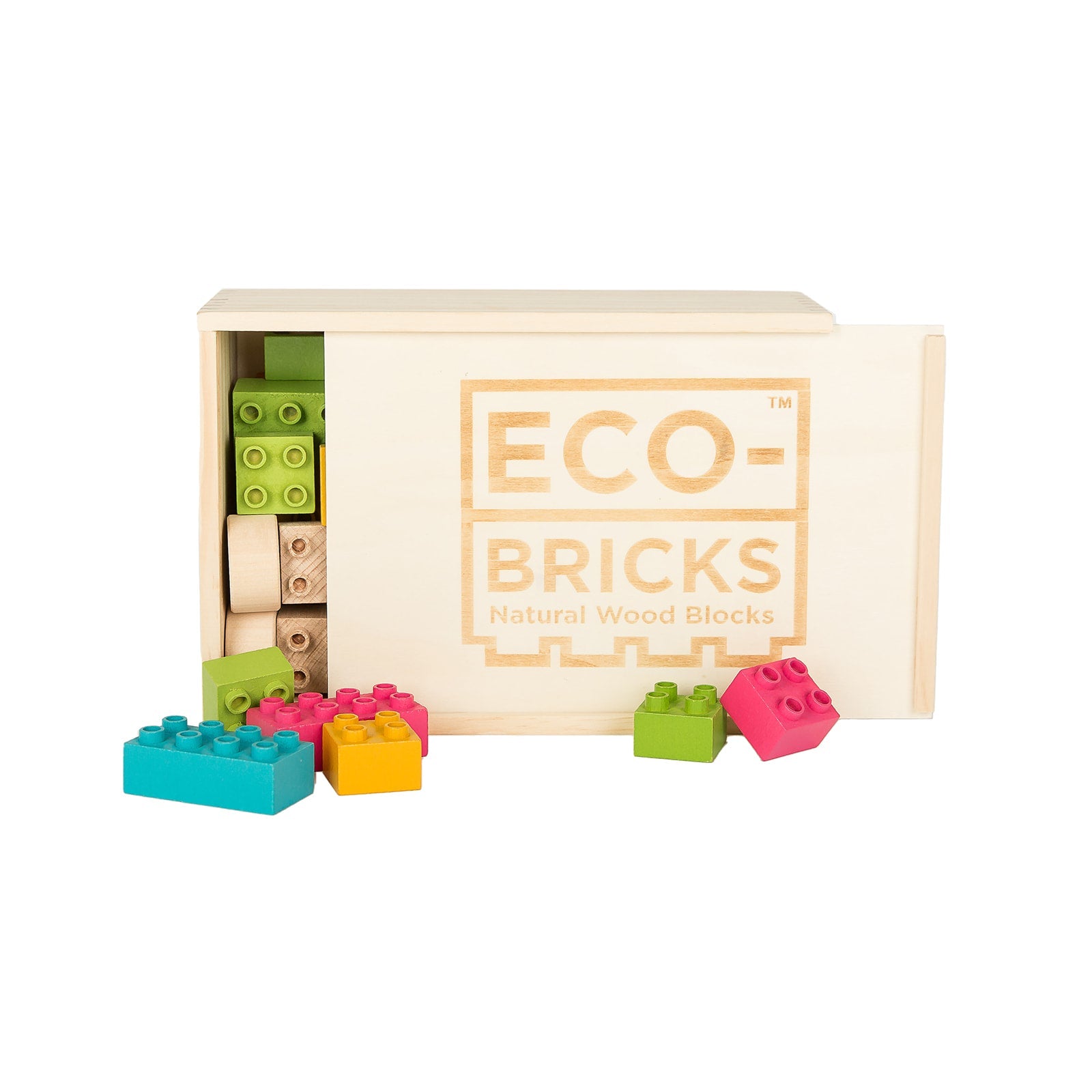 Once-Kids Eco-bricks™ Plus+ Color 48pcs – Wooden Building Blocks Set ...