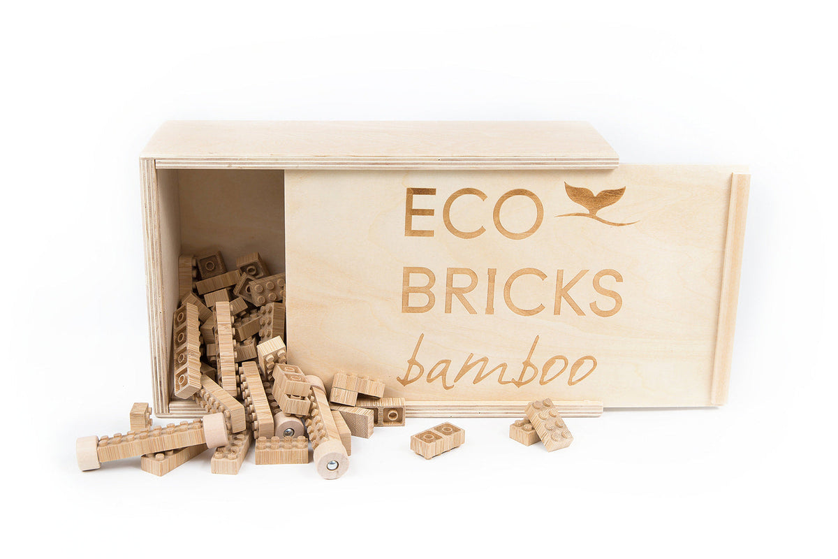 Once-Kids Eco-bricks Bamboo 145pcs – Wooden Building Blocks Set | Eco ...