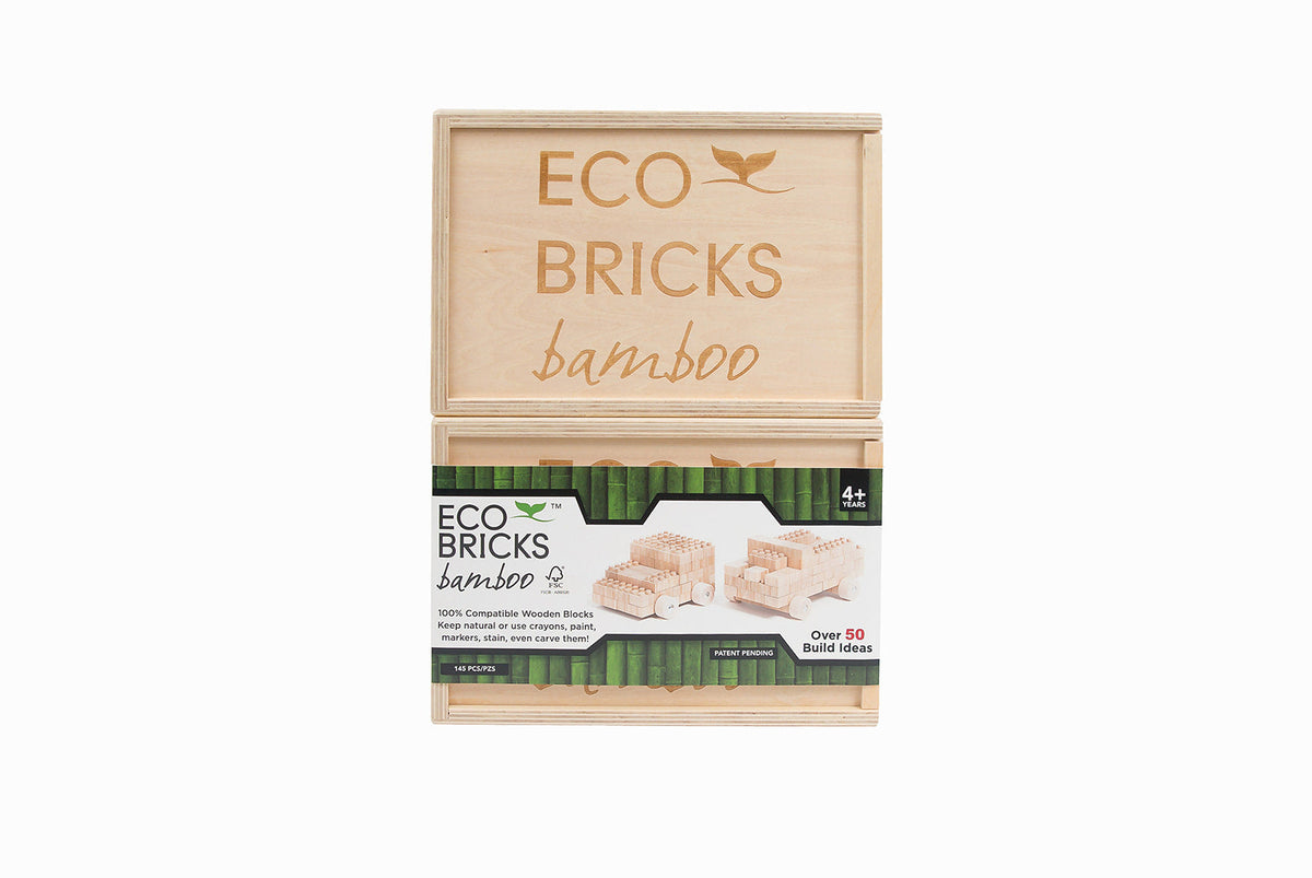 Once-Kids Eco-bricks Bamboo 145pcs – Wooden Building Blocks Set | Eco ...