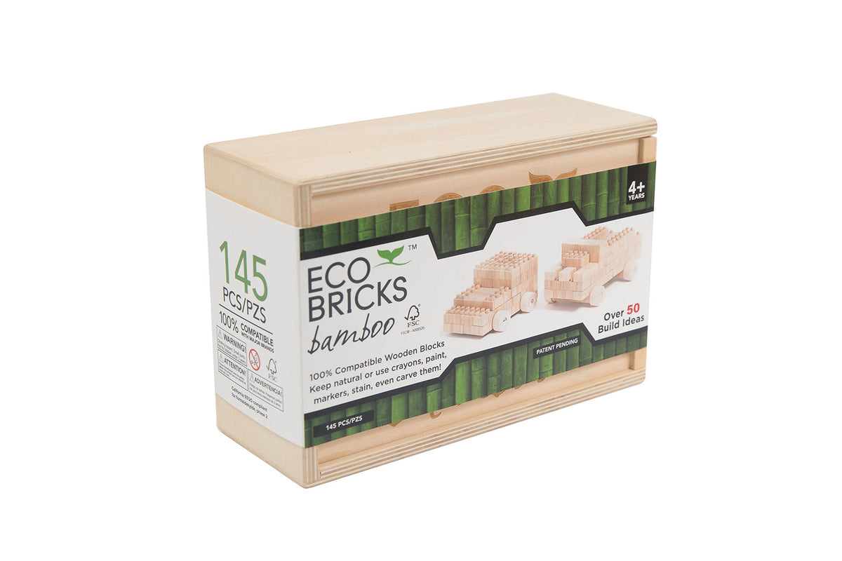 Once-Kids Eco-bricks Bamboo 145pcs – Wooden Building Blocks Set | Eco ...