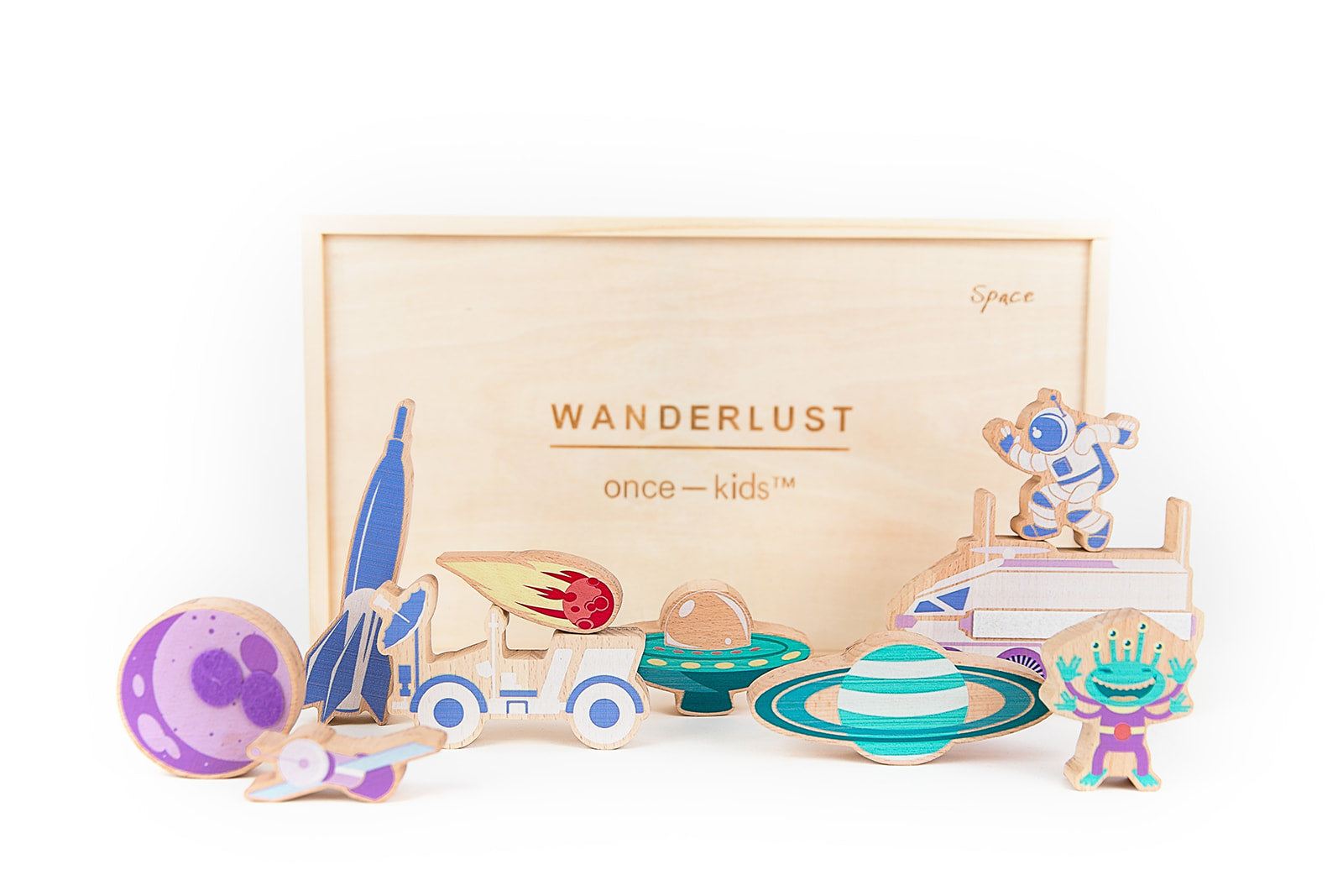 Once-Kids Wanderlust SPACE – Wooden Building Blocks Set | Eco Toy for – Ukidz Toys