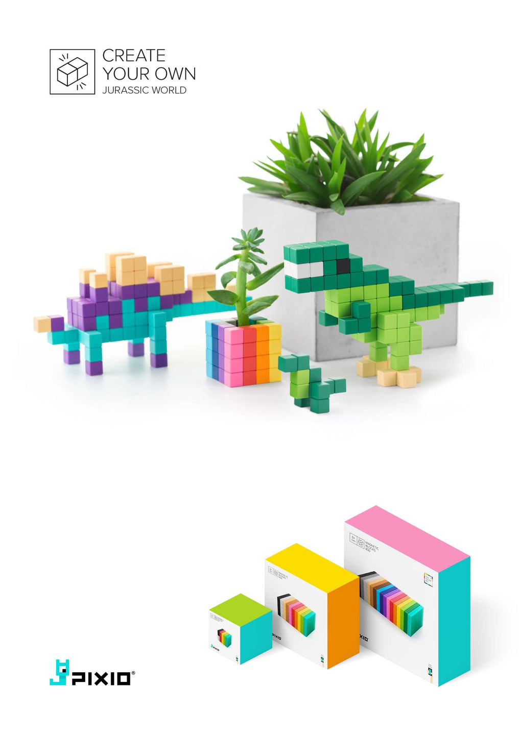 PIXIO-1600 Magnetic Blocks in 16 colors for 6+ | Magnetic Building Toy ...