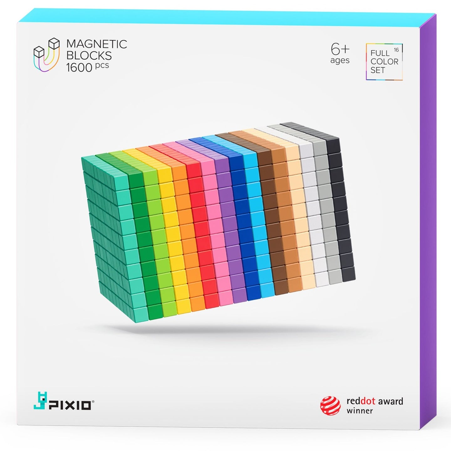 PIXIO-1600 Magnetic Blocks in 16 colors for 6+ | Magnetic Building Toy ...